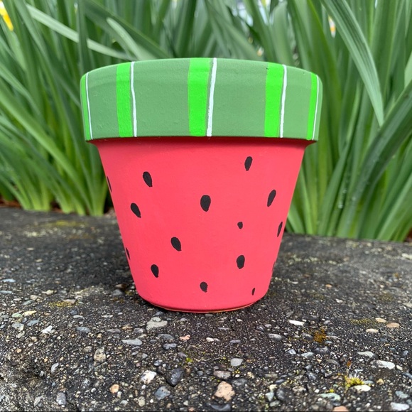 Hand Crafted | Accents | Hp New Watermelon Hand Painted Flower Pot ...